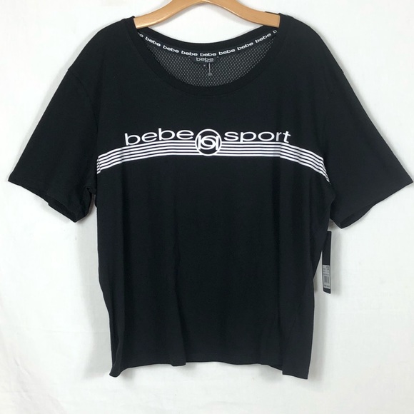 bebe | Tops | Bebe Sport Logo Black Short Sleeve Top | Poshmark